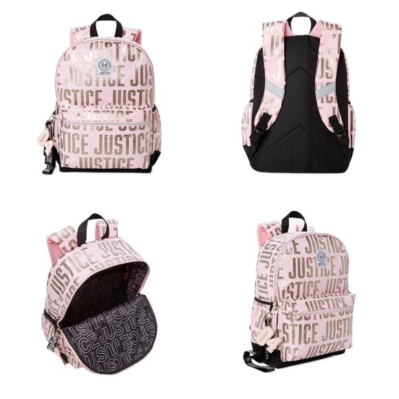 Justice | Accessories | Justice Backpack Girls Metallic Pink Monogram ...